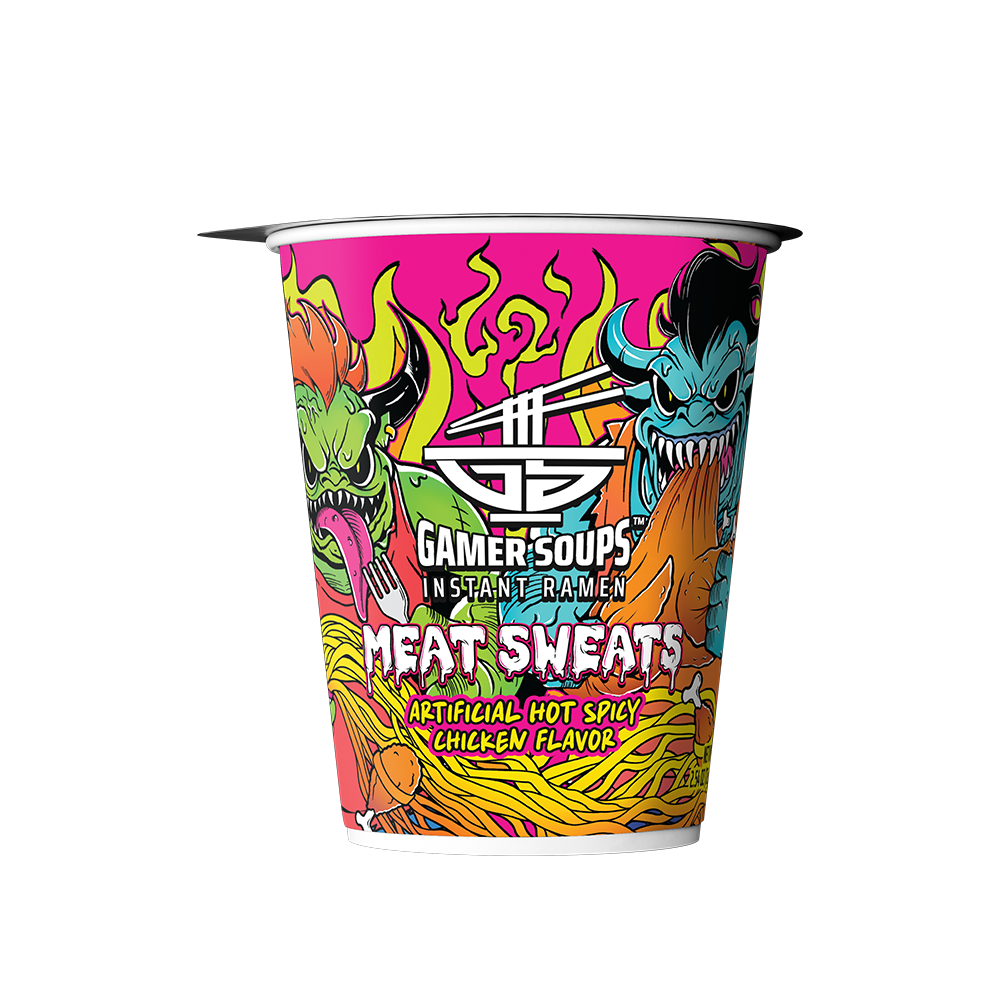 Gamer Soups Instant Noodles - Meat Sweats (Single Cup) | Gamer Supps