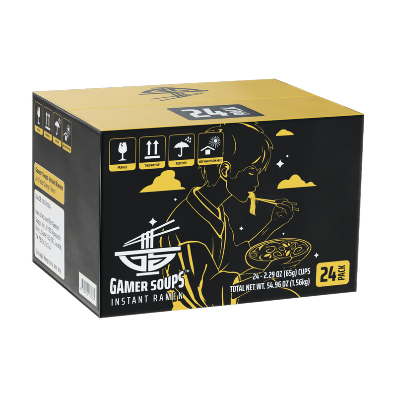Gamer Soups Instant Noodles - Curry (24 Cup Box) - Gamersupps