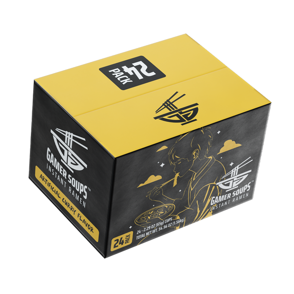 Gamer Soups Instant Noodles - Curry (24 Cup Box) - Gamersupps
